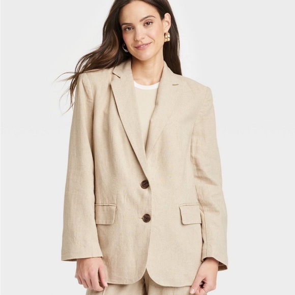 Jackets & Coats | Womens Linen Spring Blazer A New Day Tan M | Poshmark
